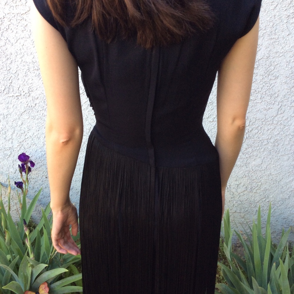 1920s Flapper Fringe Black Classy Swing Dress - Gem